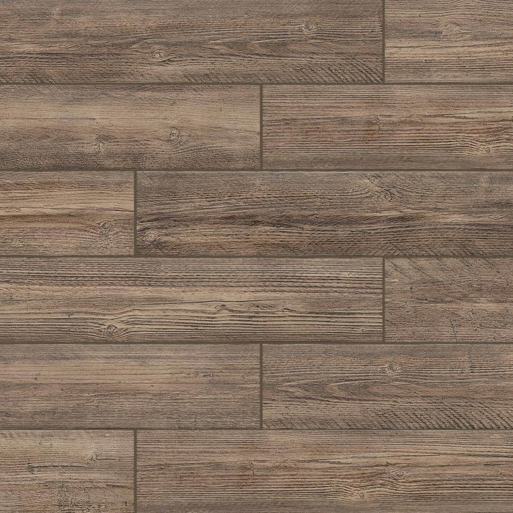 Florida Tile Home Collection Tahoe Cedar Brown 8 in. x 48 in. Porcelain ...