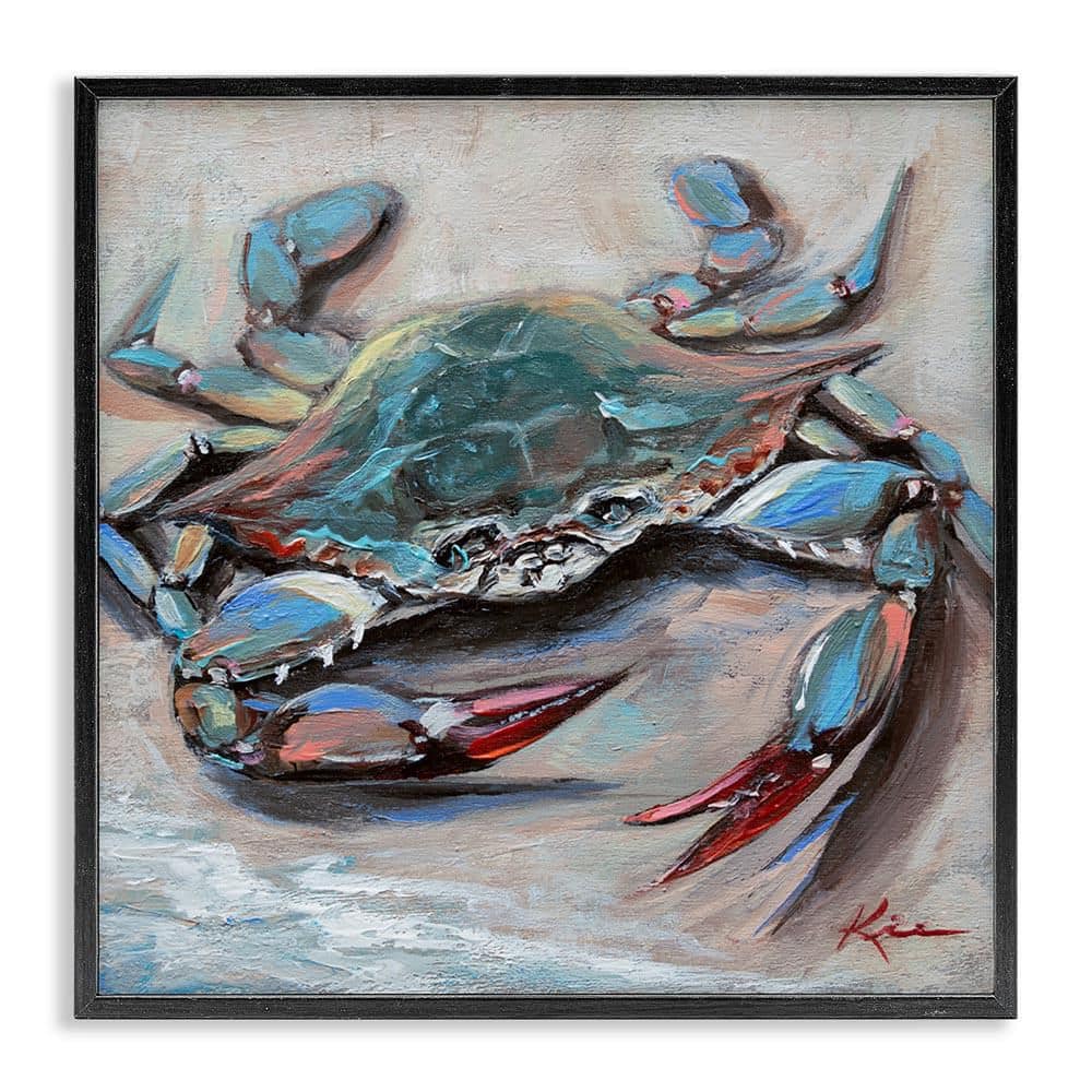 Stupell Industries Blue Crab with Red Claws by Lindsay Kivi Fine Art Black Framed Coastal Giclee ...