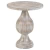 Coaster 20.25 in. White Washed Round Wood Accent Table with Pedestal ...