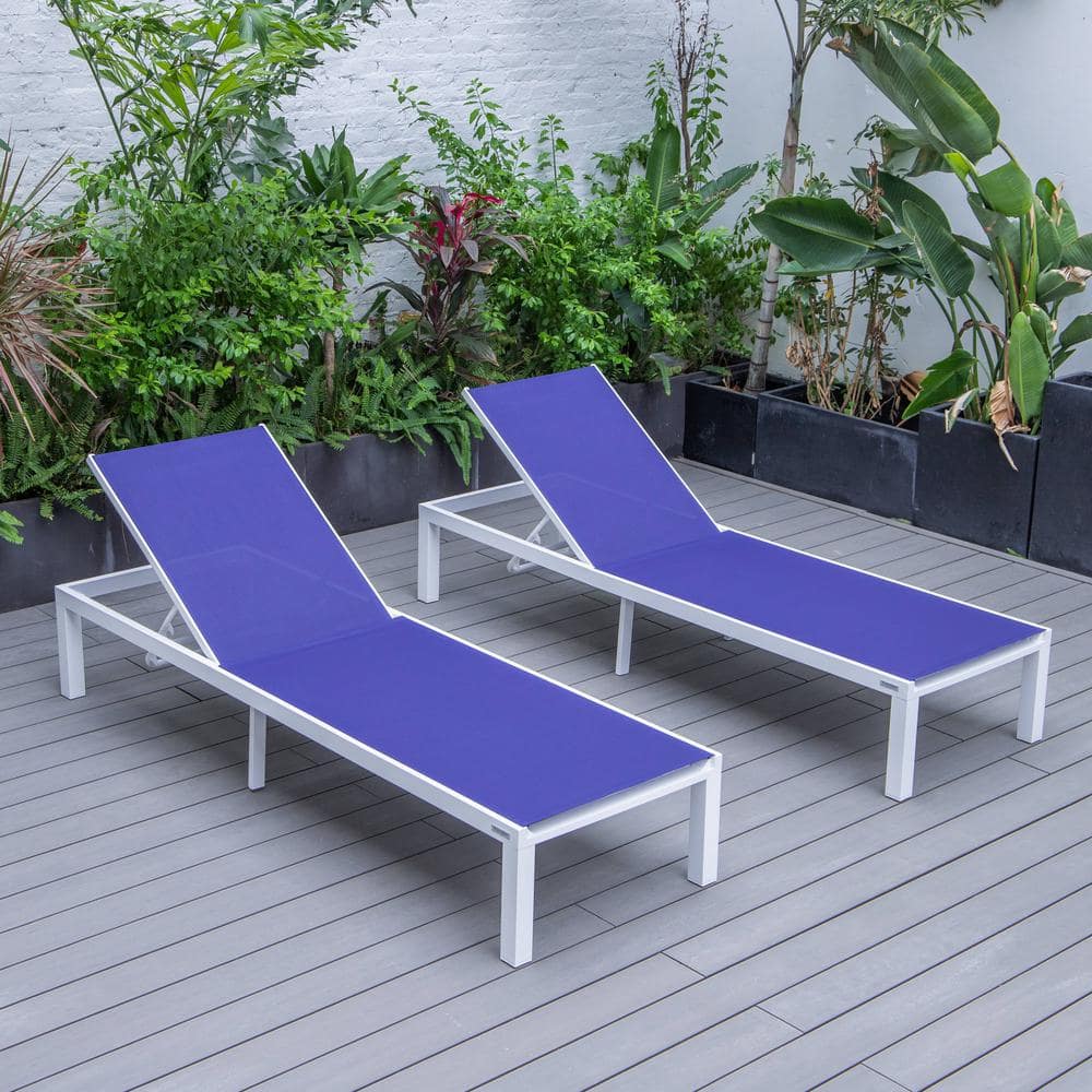 Leisuremod White Powder Coated Aluminum Frame Marlin Modern Patio ...