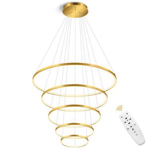 Have a question about Modern 5-Rings Gold Large Chandelier, Dimmable High Ceiling Foyer Light ...
