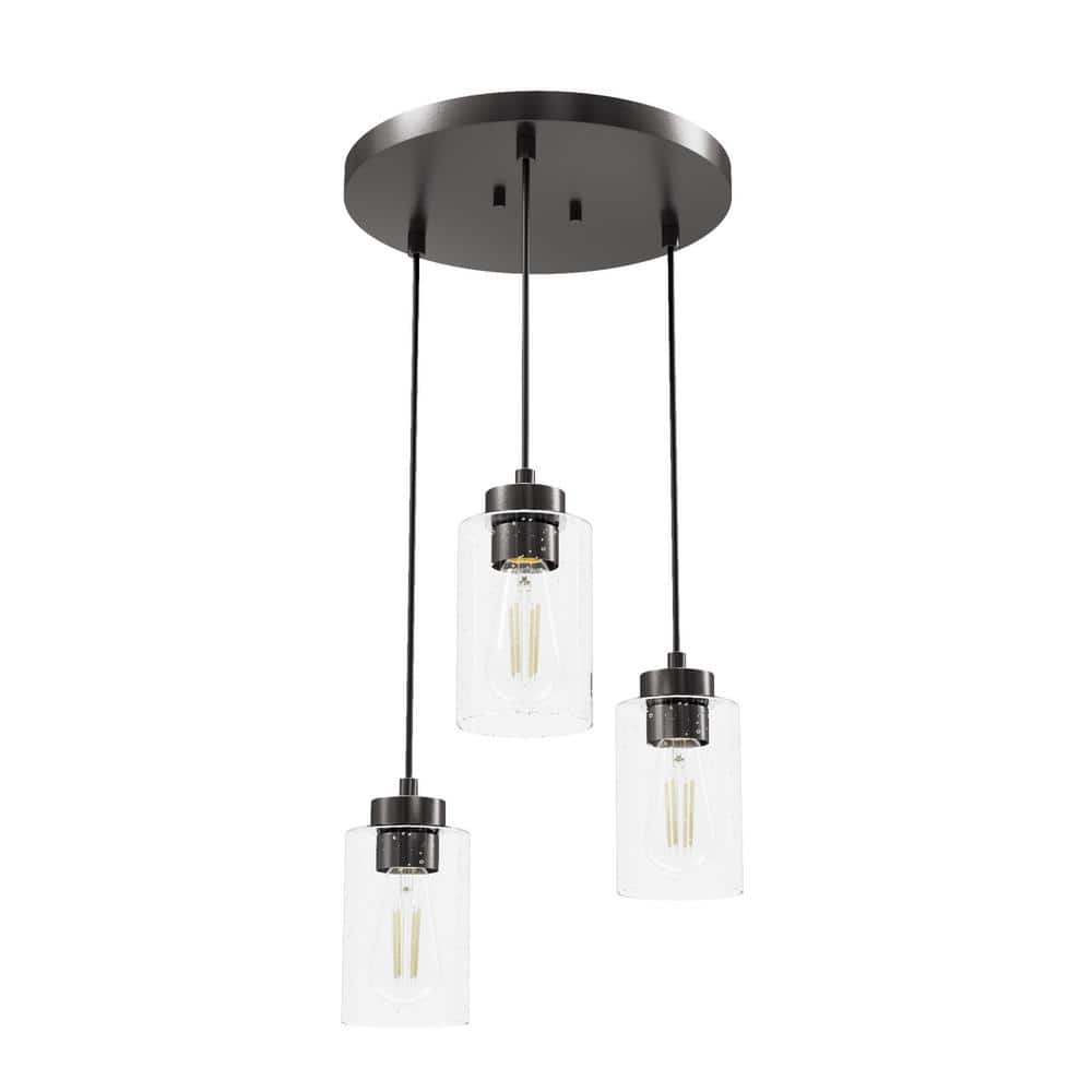 Hunter Hartland 3-Light Noble Bronze Island Chandelier with Clear ...
