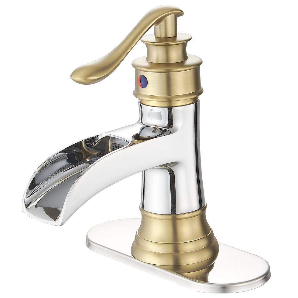 HOMEMYSTIQUE Single Handle Single Hole Bathroom Faucet with Drain Kit ...