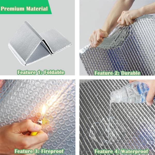 Double Reflective Insulation Foam 48 x 10 ft. Radiant Barrier Aluminum ...