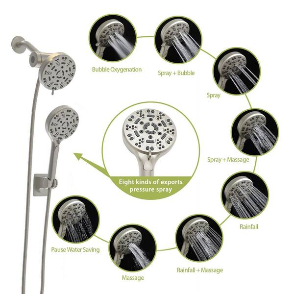 8-Spray 4.7 in. Dual Wall Mount Fixed and Handheld Shower 8-Spray 4.7 in. Dual Wall Mount Fixed and Handheld Shower