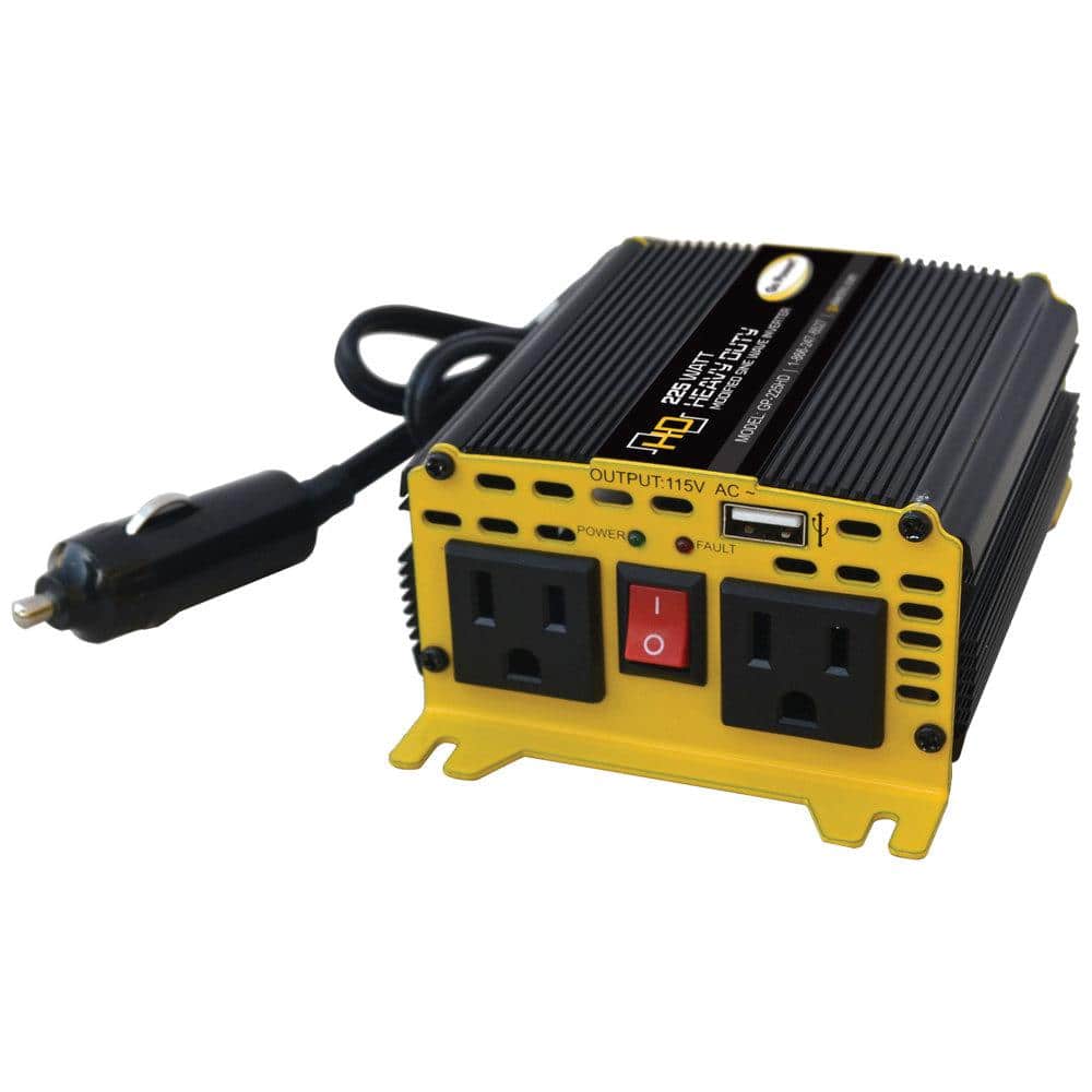 GO POWER! Heavy-Duty Modified Sine Wave Inverter - 225 Watt, 2 Outlets ...