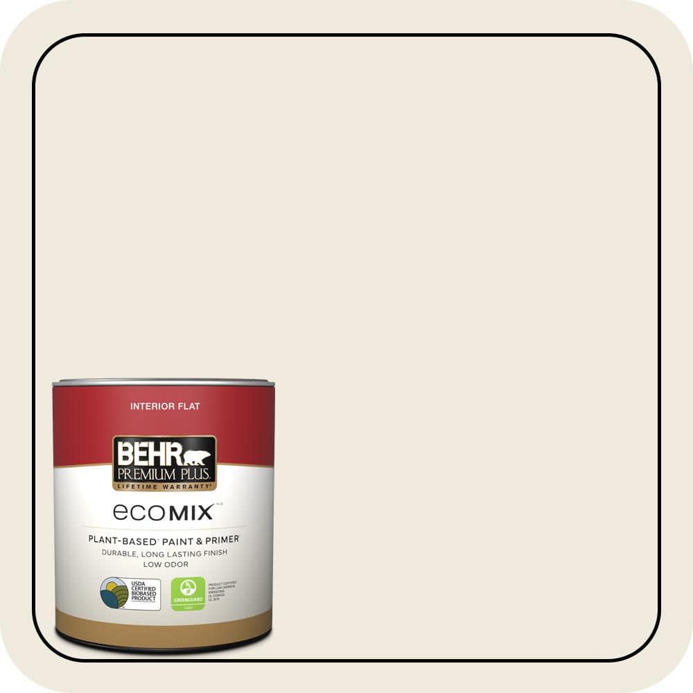 BEHR PREMIUM PLUS 1 qt. #W-B-710 Almond Cream Flat EcoMix Plant-Based ...