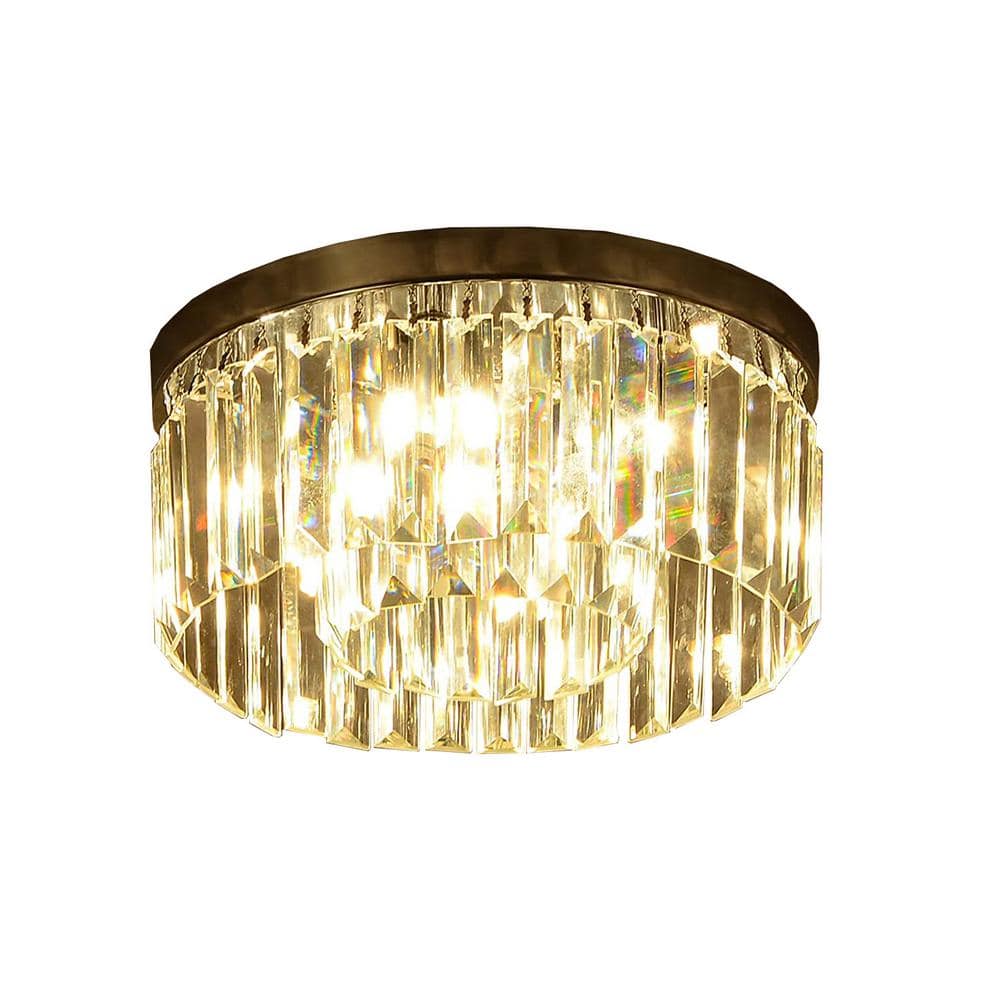 CIPACHO 11.81 in. 6-Lights Modern Transparent Small Crystal Flush Mount ...