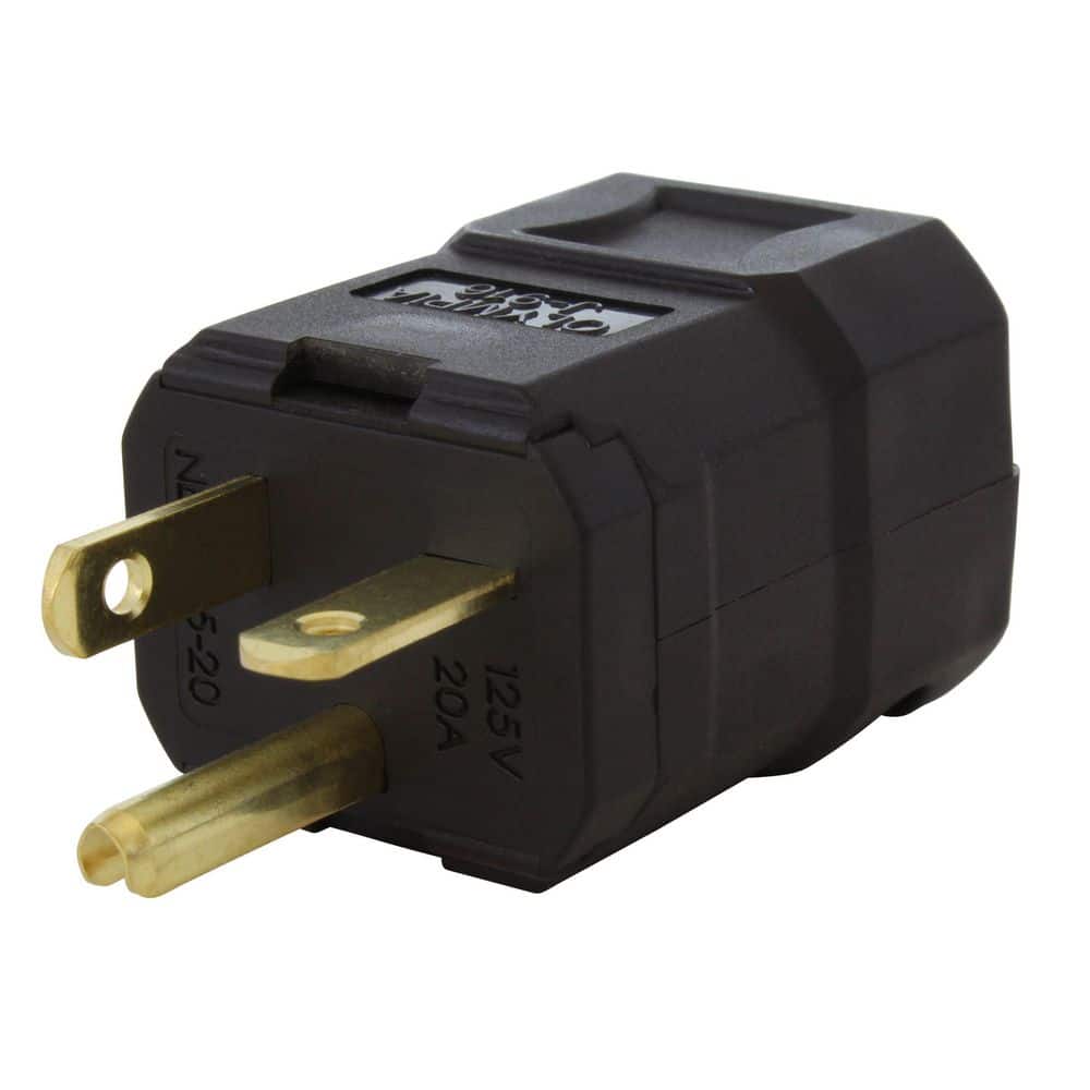 AC WORKS NEMA 5-20P 20A 125V Clamp Style Square Plug in Black with UL ...
