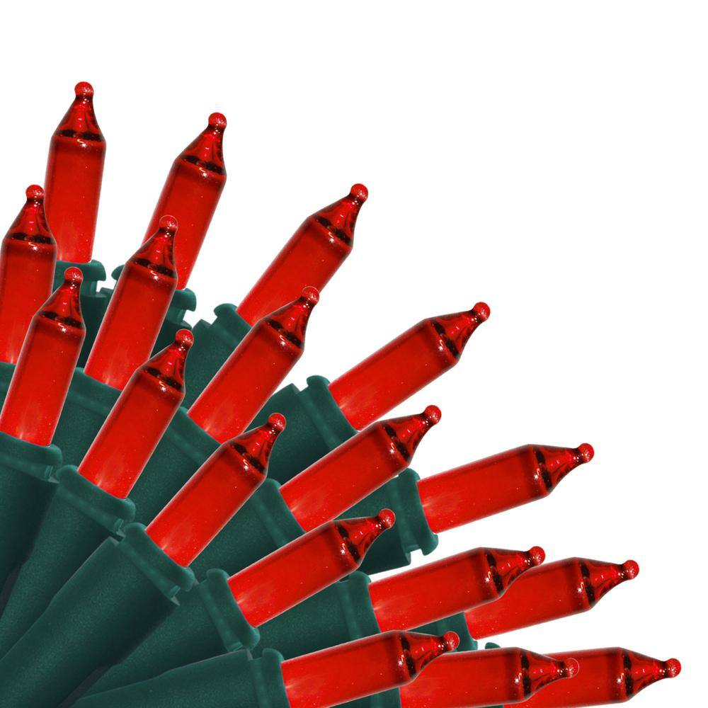 Brite Star 100-Light Red with Green Wire String to String Mini Light ...