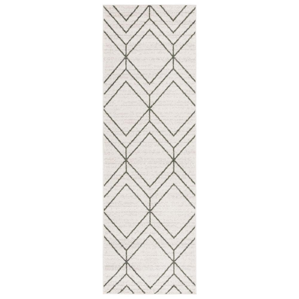 SAFAVIEH Adirondack Ivory/Dark Green 3 ft. x 8 ft. Diamond Runner Rug ...
