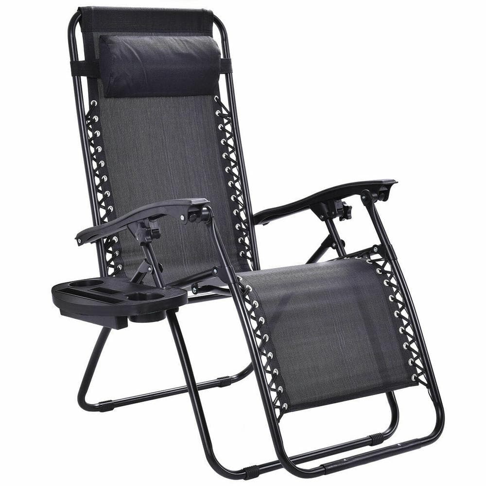 Goplus Black Chair without Footrest Zero Gravity Reclining Plastic ...