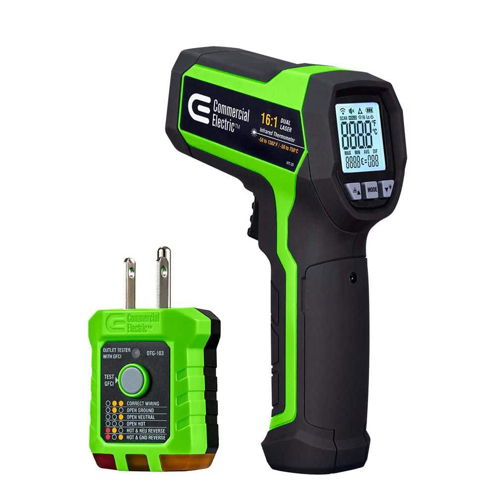 Commercial Electric GFCI Tester and Duak-Laser Infrared Thermometer Kit ...