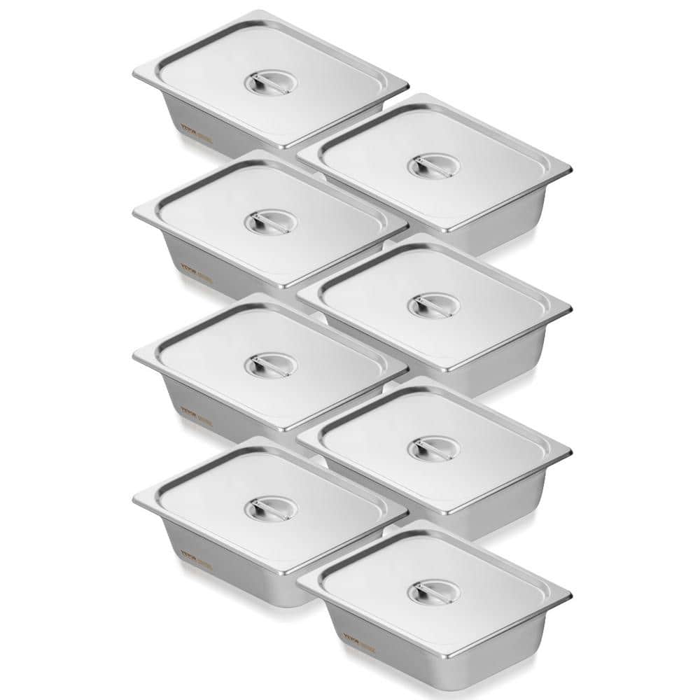 VEVOR Hotel Pans, 6.6 qt. 1/2 Size Anti-Jam Steam Pan with Lid, 0.8 mm ...