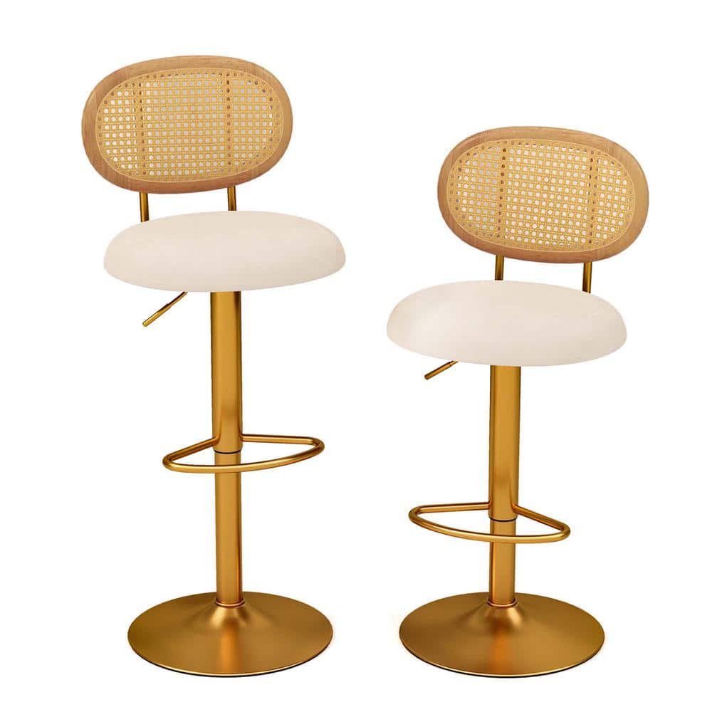 Costway 25-33 in. Gold Low Back Metal Bar Stool Counter Stool with ...