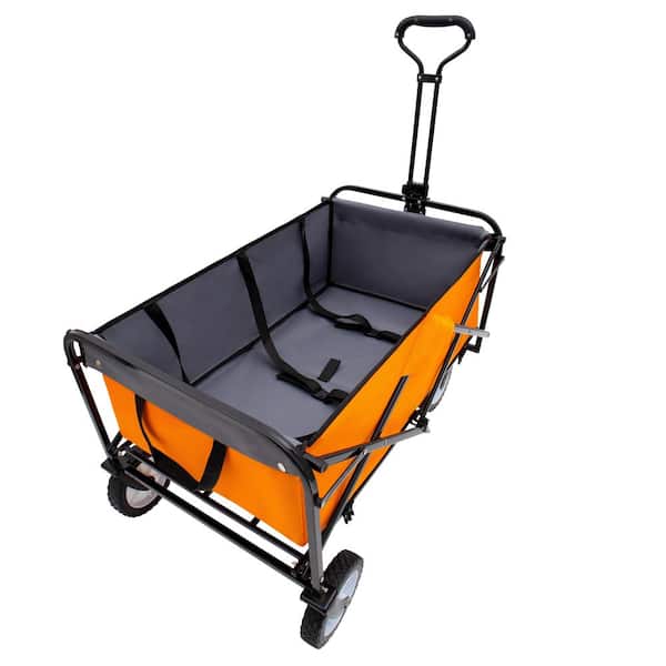 CASTNOO 17 cu. ft. Orange Fabric Collapsible Garden Cart Utility Wagon ...