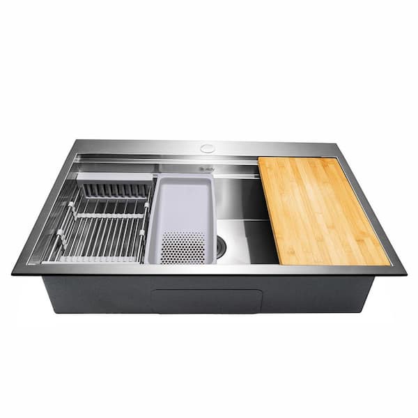 Golden Vantage HEX 33 in. Drop-in Single Bowl Stainless Steel Kitchen ...