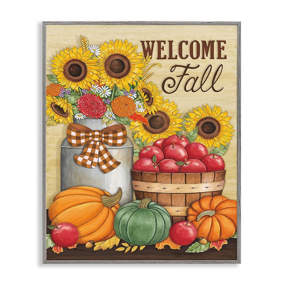 Stupell Industries Fall Harvest Welcome Phrase by Deb Strain 1 Piece ...