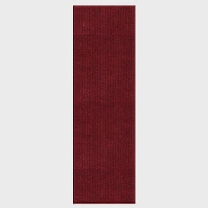 PLAYA RUG Heavy Duty Solid Red 36 in. W x 11 ft. L Indoor/Outdoor ...