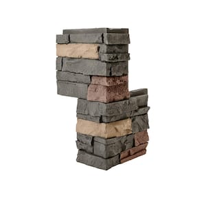 GenStone Stacked Stone Vanilla Bean 24 in. x 12 in. Faux Stone Siding Outside Corner Panel ...