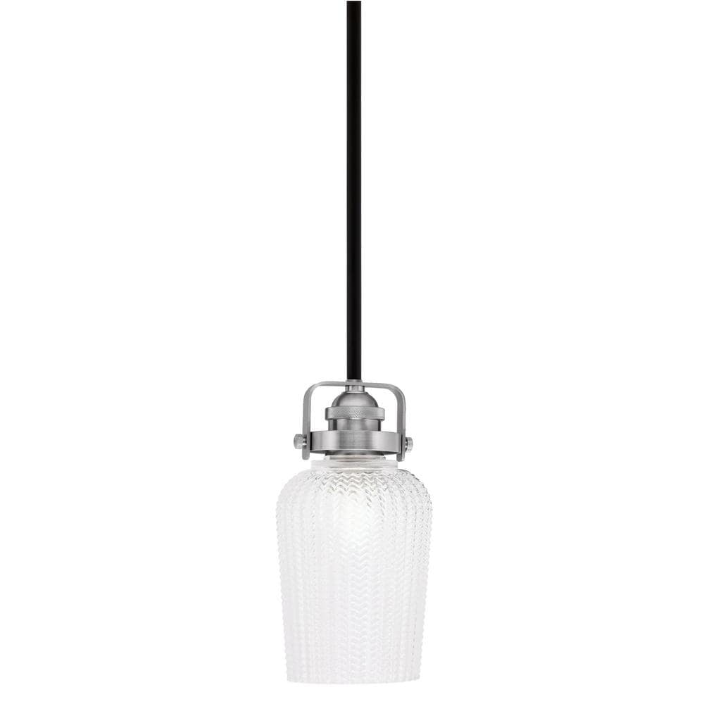 Decatur 60-Watt 1-Light Black and Nickel Light Mini Pendant with 5 in ...