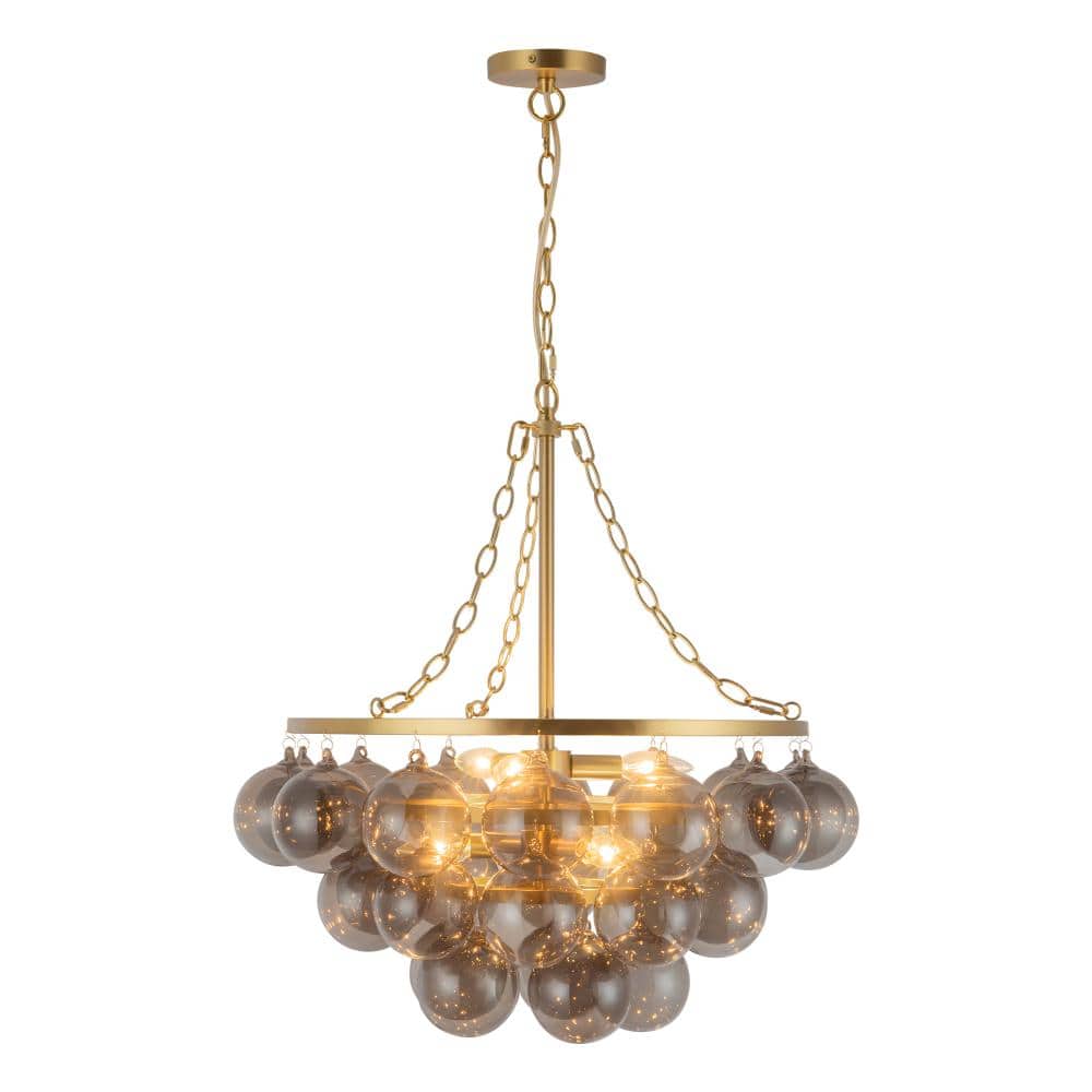 ALORA MOOD Faye 24-in Brushed Gold Chandelier with Smoked Glass ...