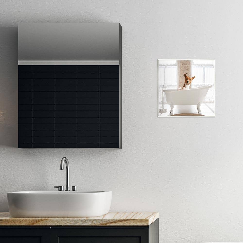 Stupell Industries Happy Dog in Bathroom Tub by CAD Designs Unframed ...