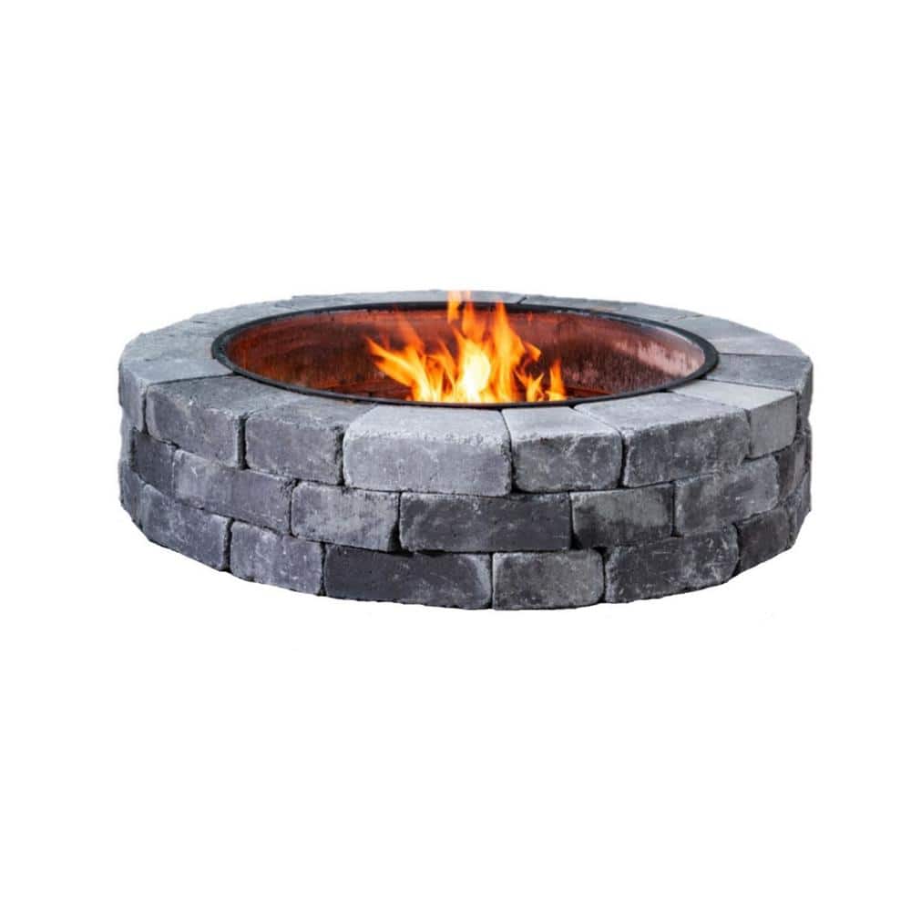 Oldcastle Weston 52 in. x 12 in. Charcoal Round Fire Pit Kit 13070015 ...