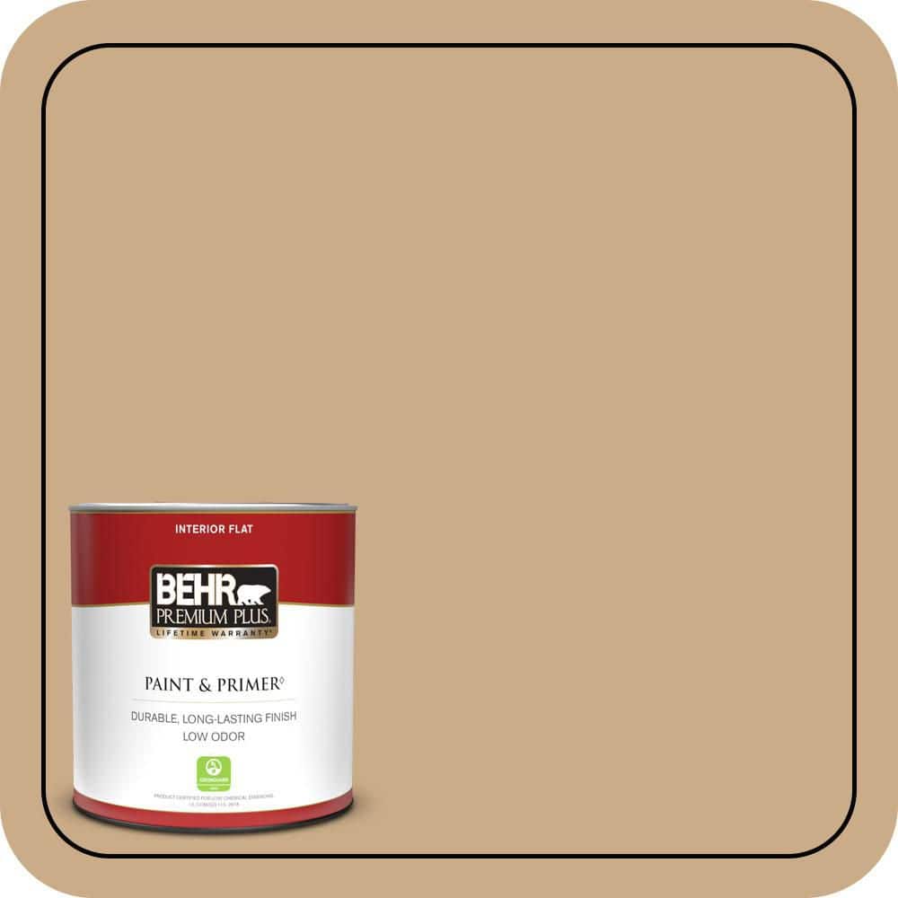 BEHR PREMIUM PLUS 1 qt. #N280-4 Perfect Tan Flat Low Odor Interior ...