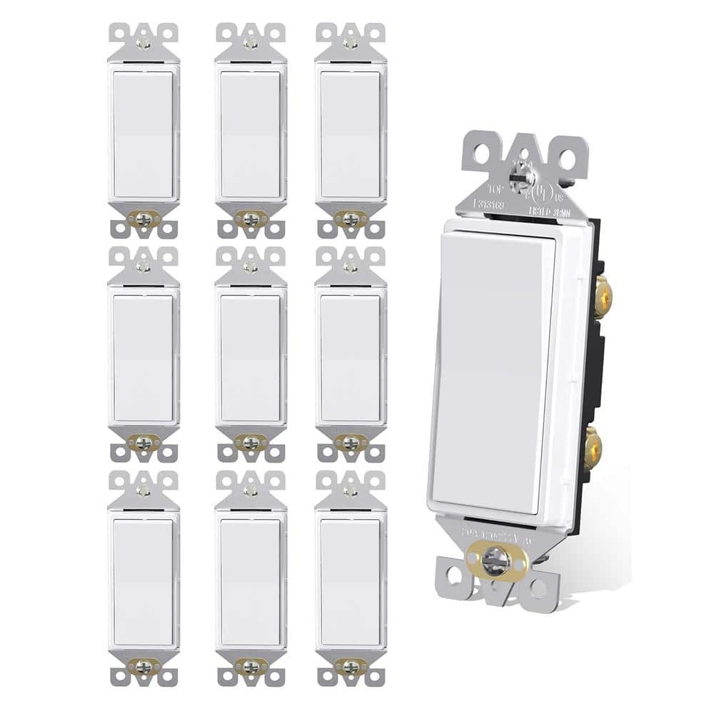 Lukyamzn 15 Amp Self-Grounding Paddle Rocker Light Switch, Glossy White ...