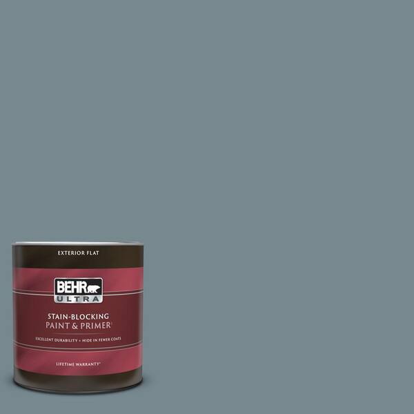 BEHR ULTRA 1 qt. #N470-5 Norwegian Blue Flat Exterior Paint & Primer ...