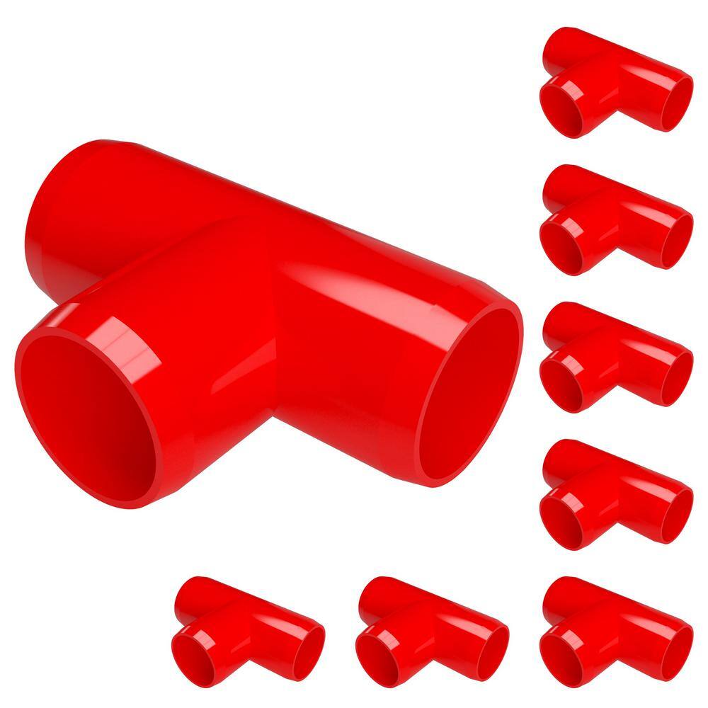 Formufit 3/4 in. Furniture Grade PVC Tee in Red (8-Pack) F034TEE-RD-8 ...