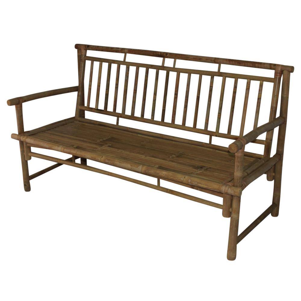 MGP 55 in. W x 21.5 in. D x 33 in. H Standard Slat Back Bamboo Bench ...