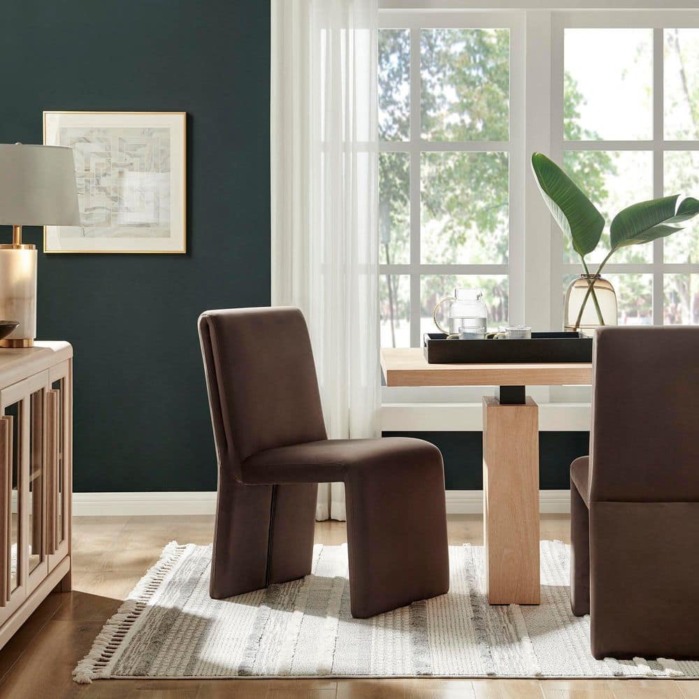MODWAY Emory Upholstered Dining Side Chair in Chocolate EEI-7384-CHB ...