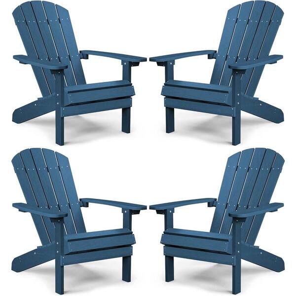 YEFU Classic Navy Plastic Outdoor Patio Adirondack Chair (Set of 4 ...