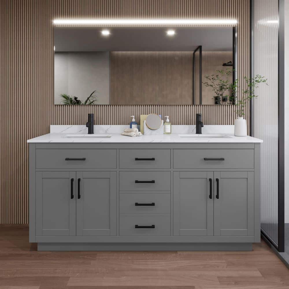 Wyndham Collection Beckett TK 72 in. W x 22 in. D x 35 in. H Double Sink Bath Vanity in Dark ...