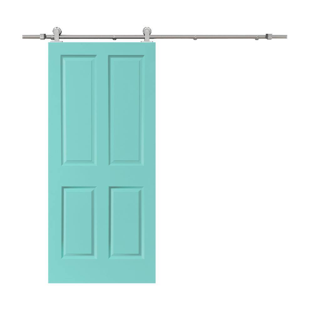 CALHOME 30 in. x 80 in. Mint Green Stained Composite MDF 4 Panel ...