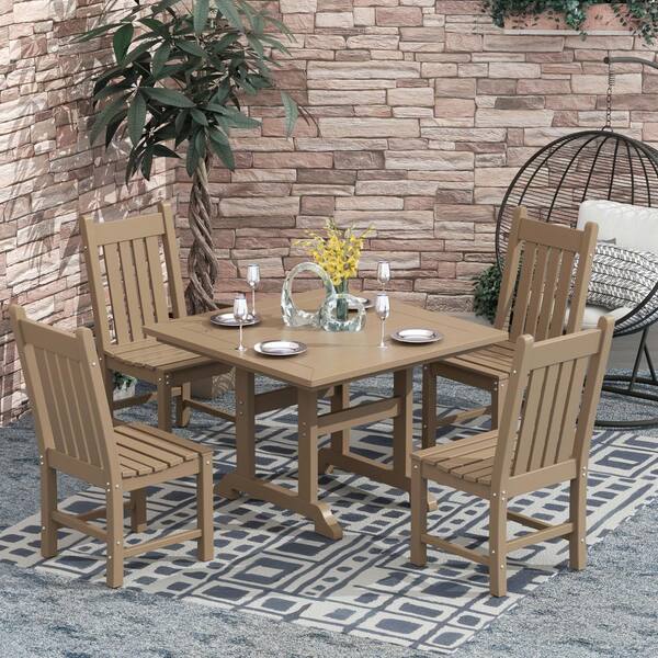 WESTINFURNITURE Hayes 5-Piece HDPE Plastic All Weather Outdoor Patio ...