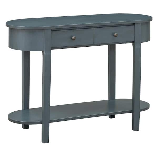 CSC DECOR INC 40 in. Grey Rectangle Solid Wood Narrow Console Table ...