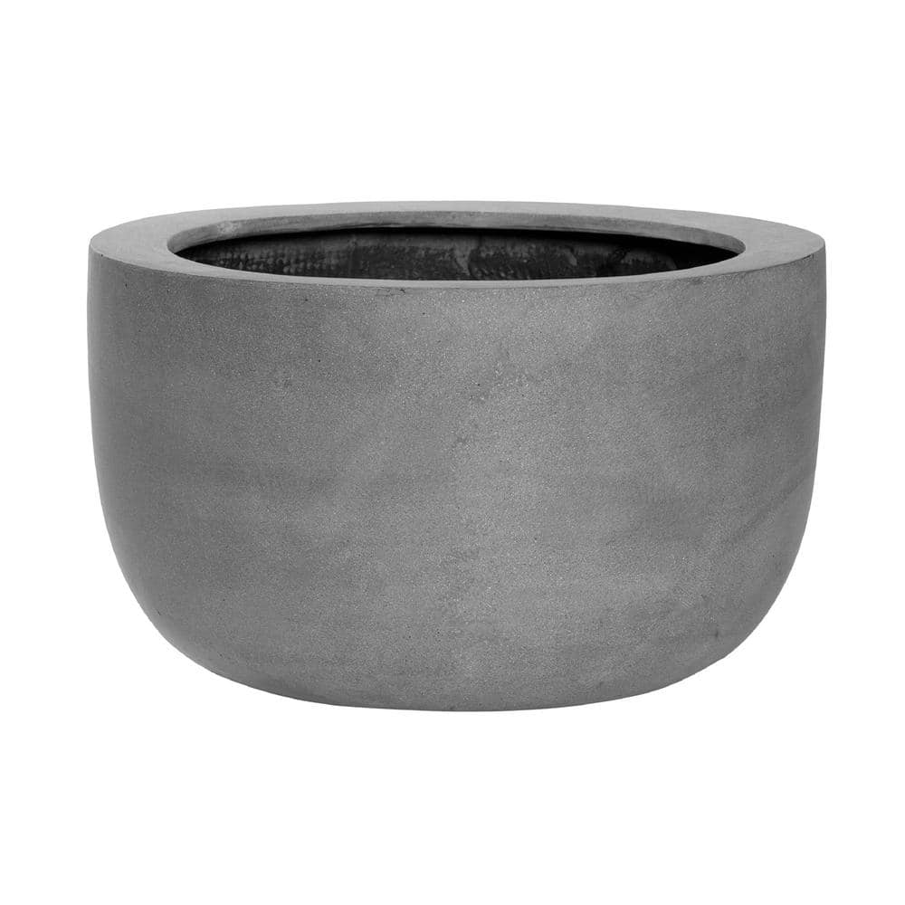 PotteryPots Sunny Large 17.7 in. Dia Gray Fiberstone Indoor Outdoor ...