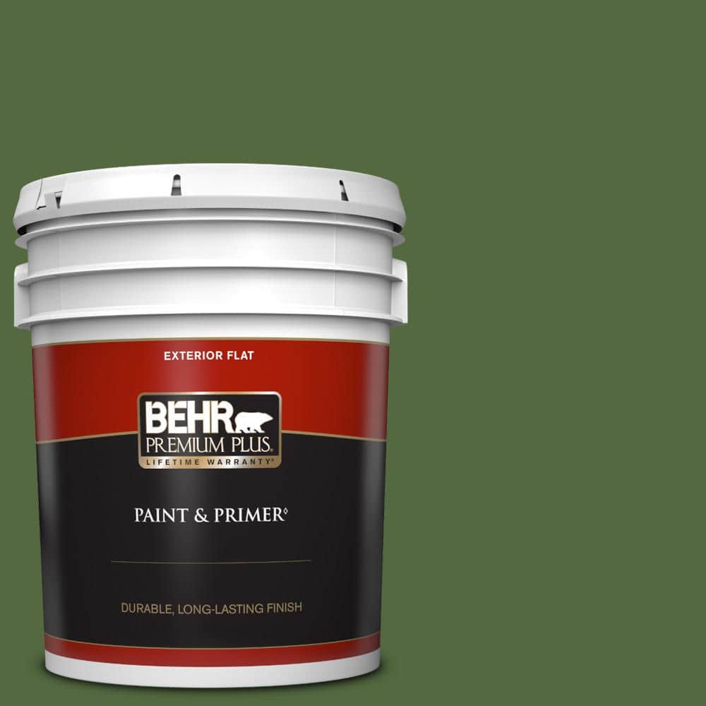 BEHR PREMIUM PLUS 5 gal. #M380-7 Alfalfa Extract Flat Exterior Paint ...