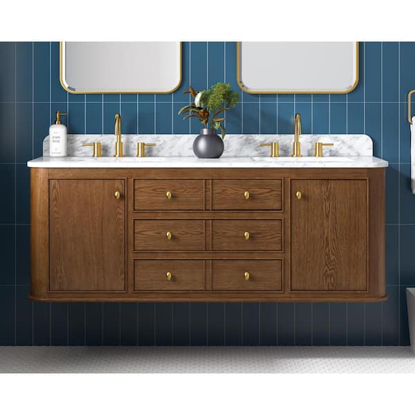 Home Decorators Collection Collette 60 in. Double Sink Cinnamon Oak ...