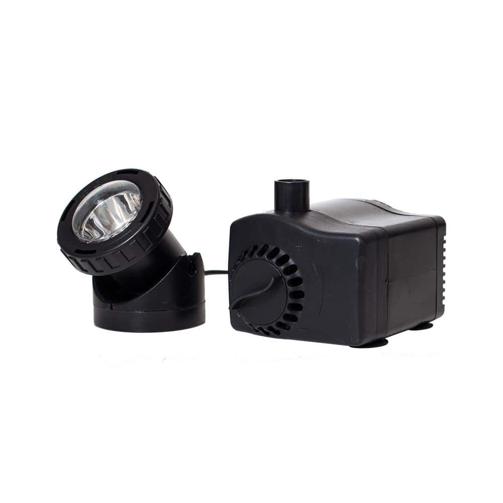POND BOSS 420 GPH Fountain Pump Plus Light with Low Water Auto Shut-Off ...