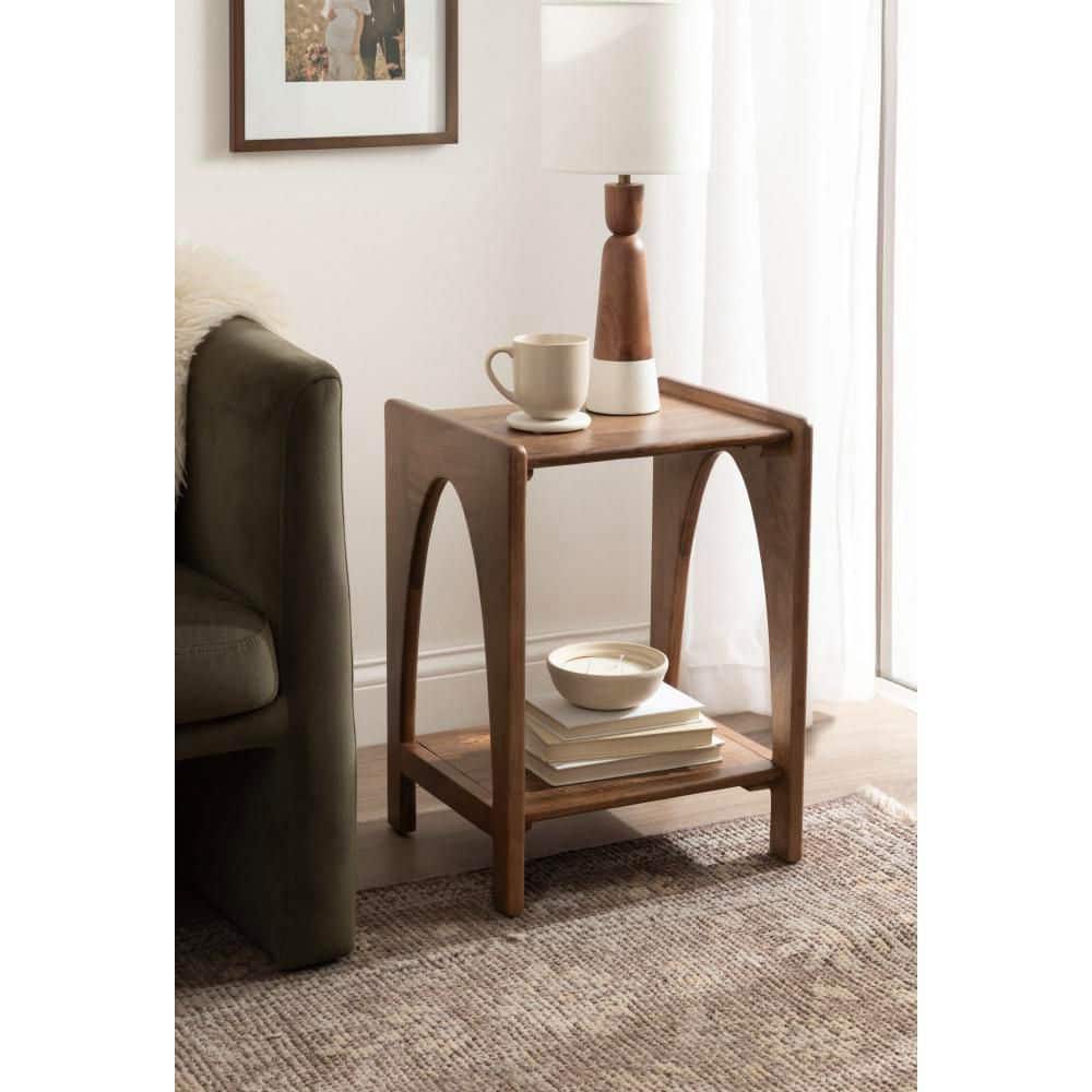 Kate and Laurel Aarstad 16 in. Walnut Brown Rectangle Solid Wood End ...