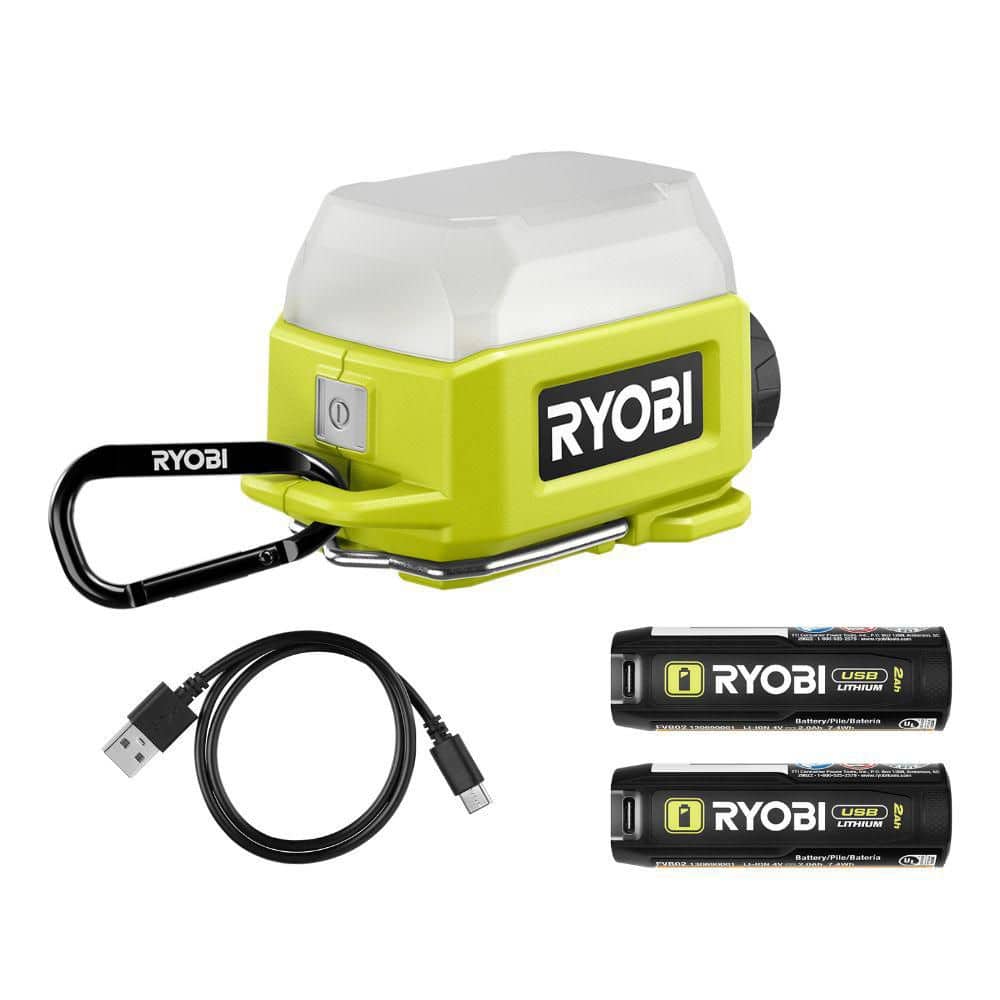 RYOBI USB Lithium Compact Cordless Area Light Kit with 2.0 Ah USB ...