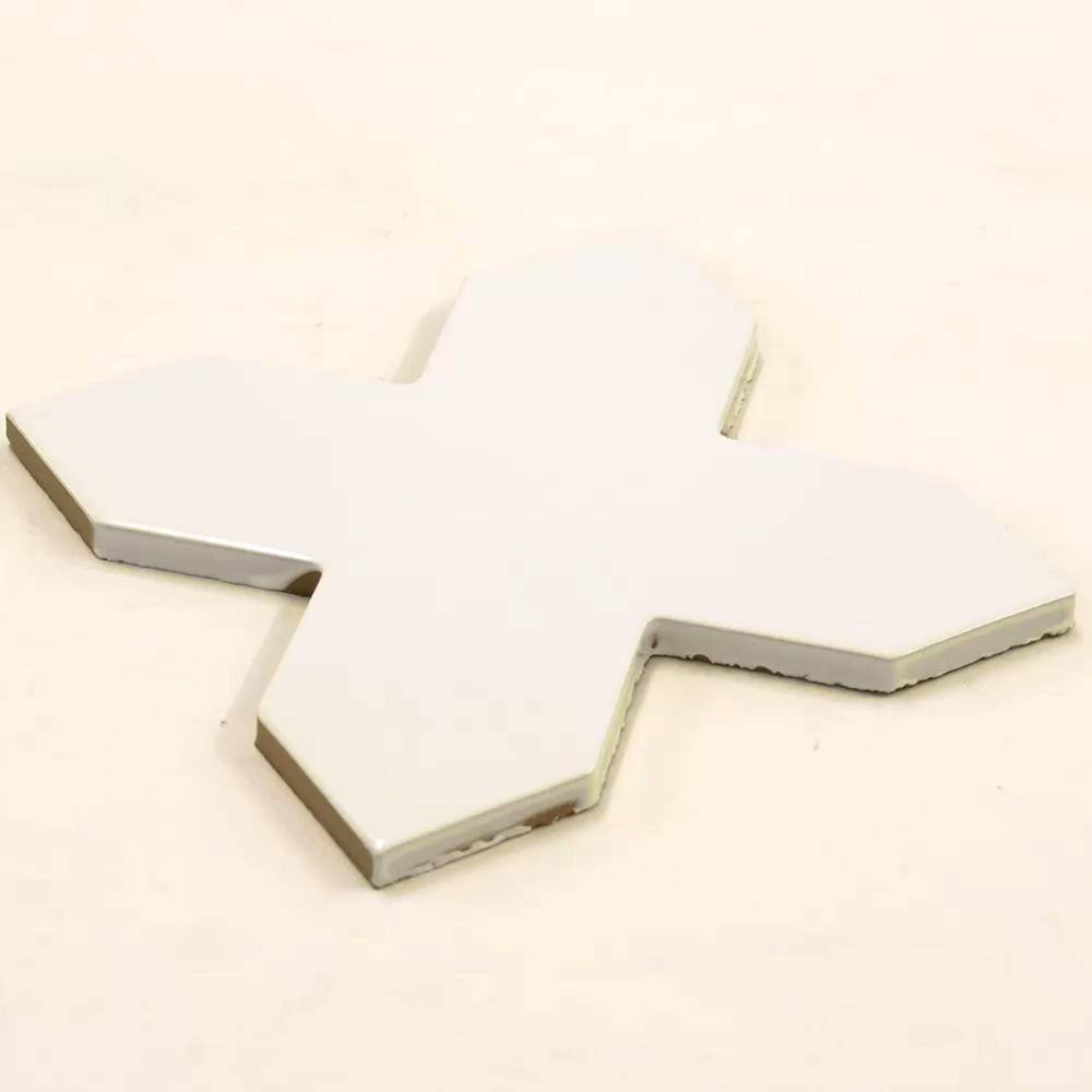 Apollo Tile Terralis 7 in. x 7 in. Glossy Pearl White Porcelain Cross ...