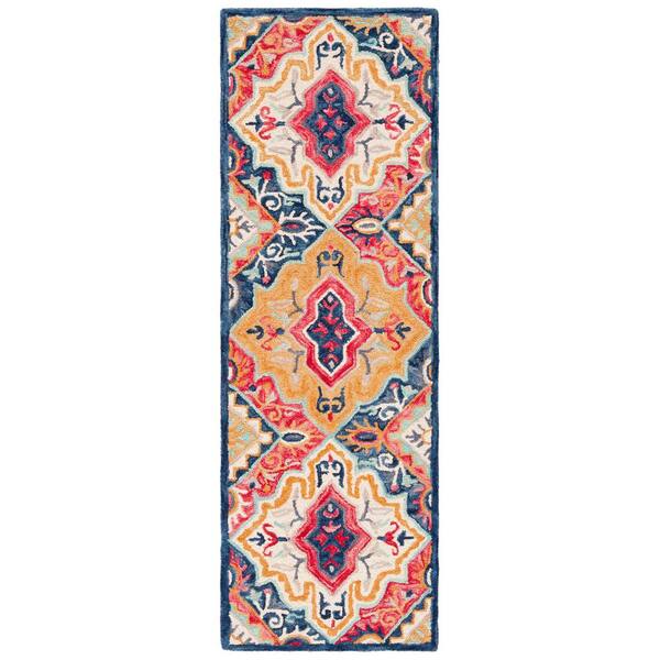SAFAVIEH Aspen Blue/Rust 2 ft. x 7 ft. Floral Runner Rug APN526M-27 ...