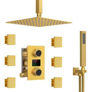 GRANDJOY Anti Scald Shower Trims and Valve 5-Spray Ceiling Mount 12 in ...