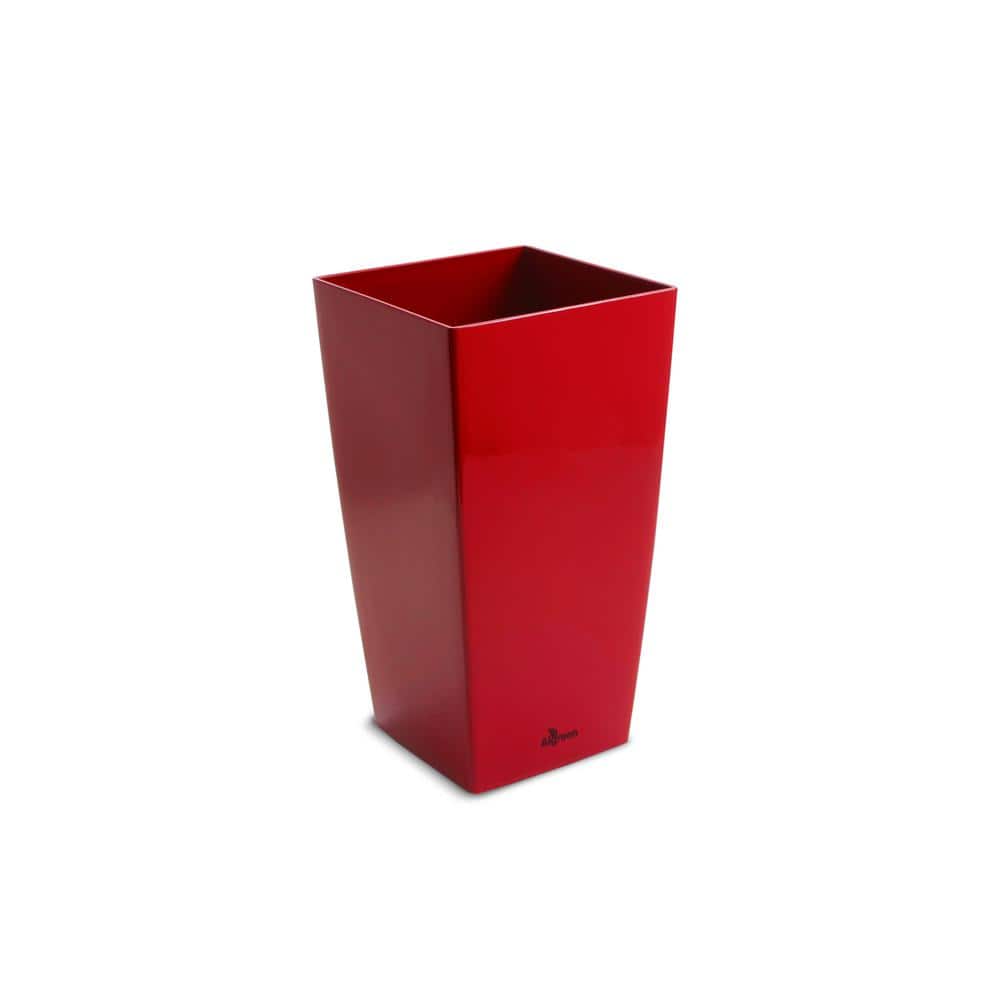 Algreen Modena 16 in. Square Red Plastic Planter 11513 - The Home Depot