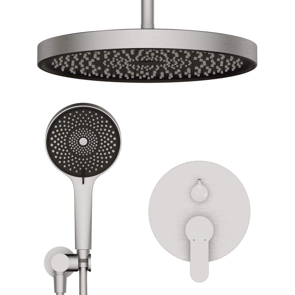 GIVING TREE 4-Spray Patterns 2.0 GPM 12 in. Ceiling Mount Dual Shower ...